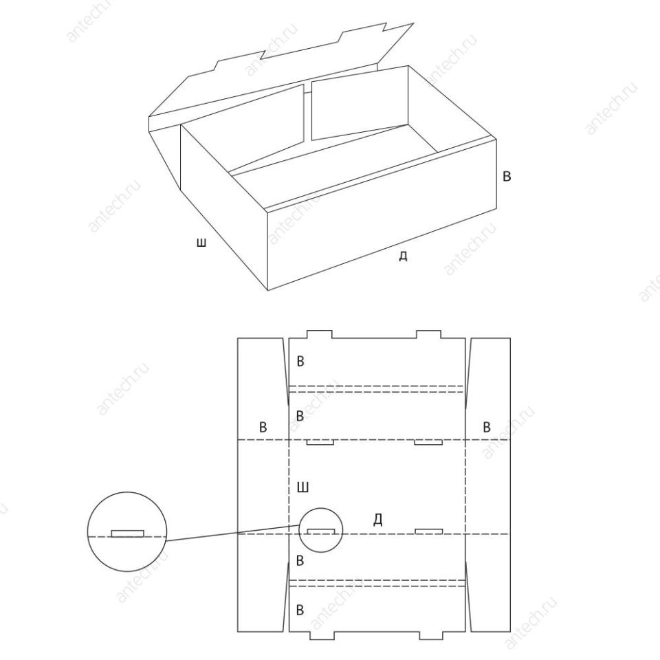 FEFCO 0423 Коробка складная, лоток с усиленными боковыми стенками ...